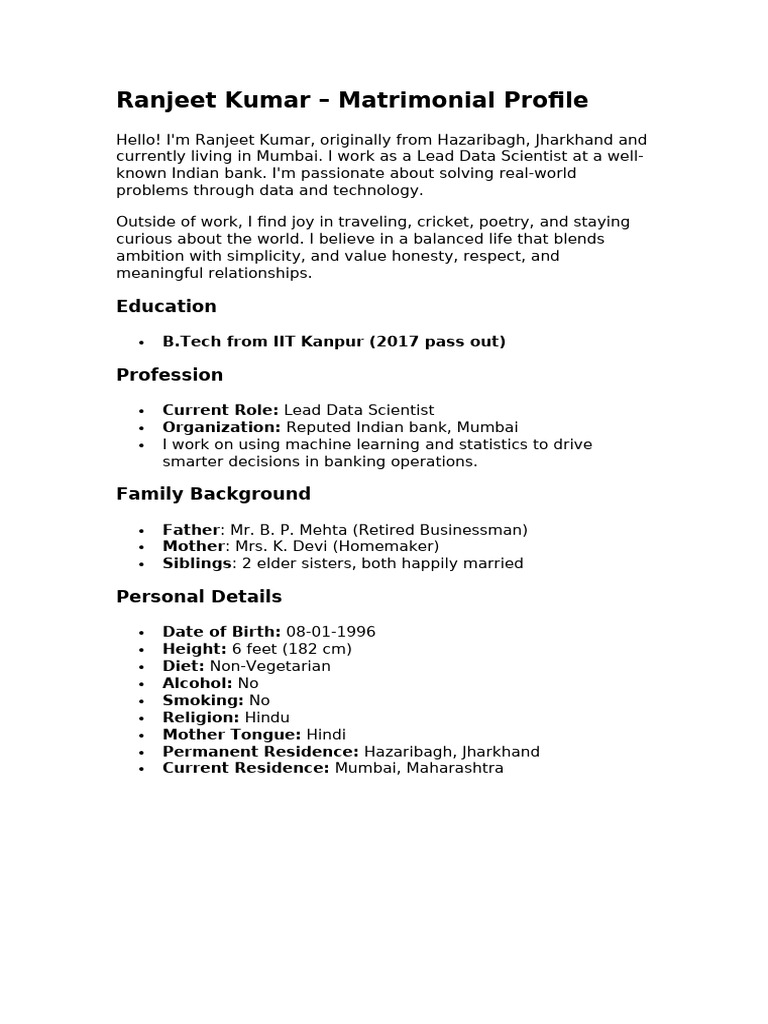 Ranjeet Kumar: Data Scientist Profile | PDF