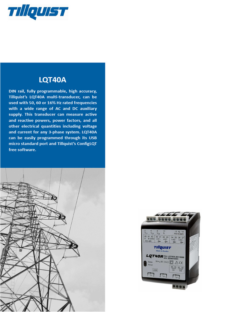Tillquist LQT40A Transducer Overview | PDF | Physical Quantities ...