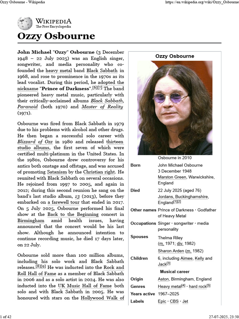Ozzy Osbourne | PDF | Ozzy Osbourne | Sound Recording