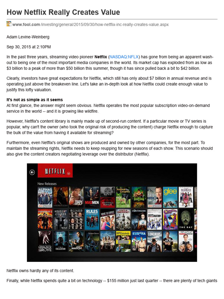How Netflix Creates Value Through Data | PDF | Netflix | Subscription ...