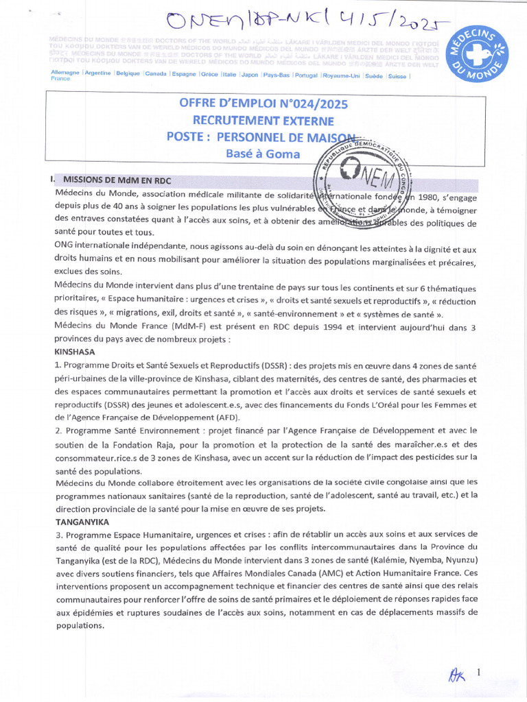 11 - Personnel de Maison Goma - MDM | PDF