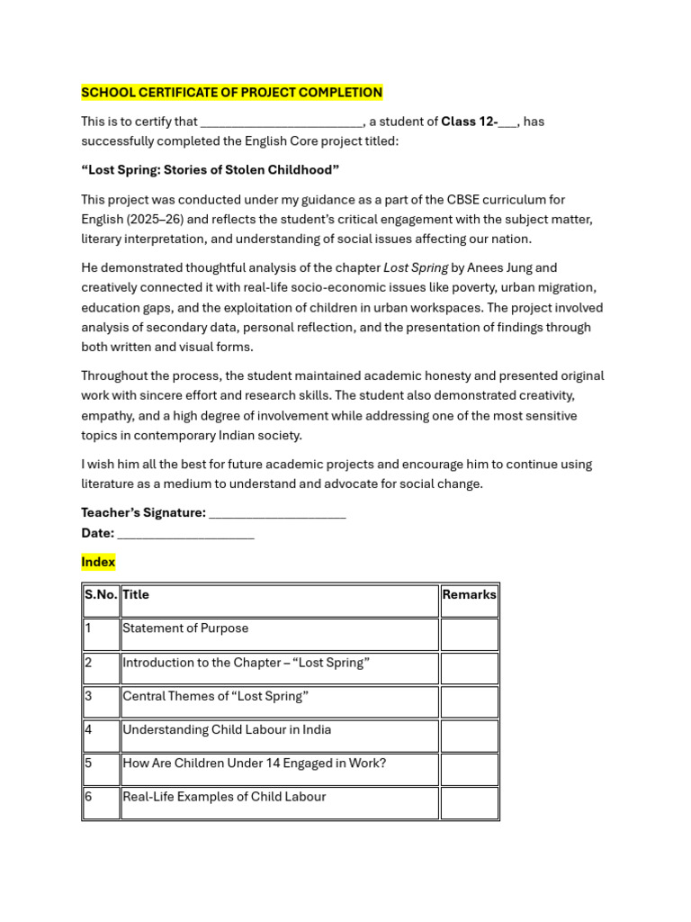 Lost Spring: Child Labour Project File | PDF | Child Labour | Slum