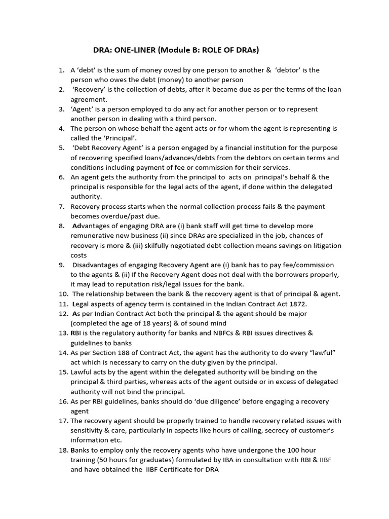 Role of Debt Recovery Agents in Banking | PDF | Loans | Debt