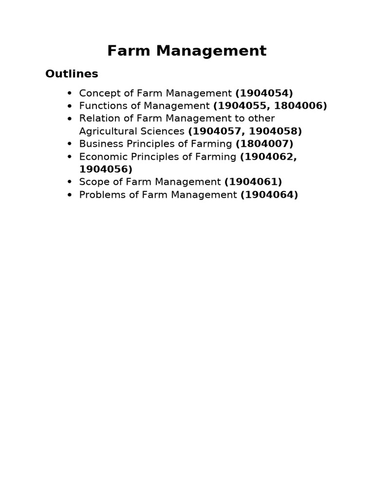 Overview of Farm Management Concepts | PDF