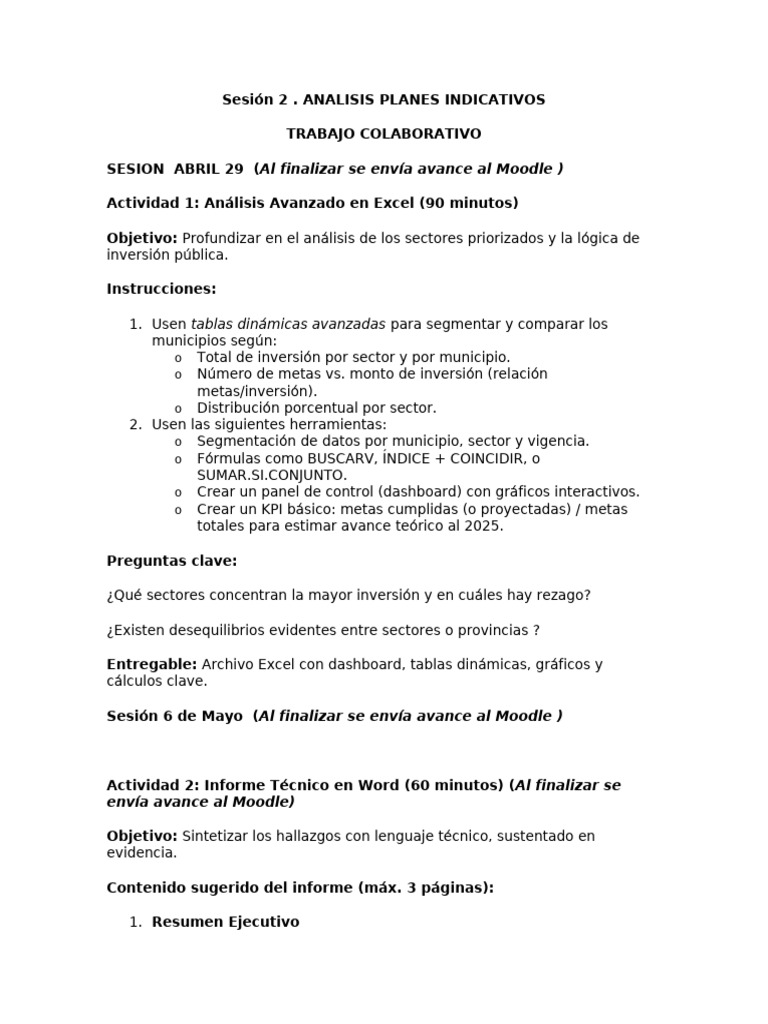 Analitica Datos Plan Indicativo | PDF | Moodle | Microsoft Excel