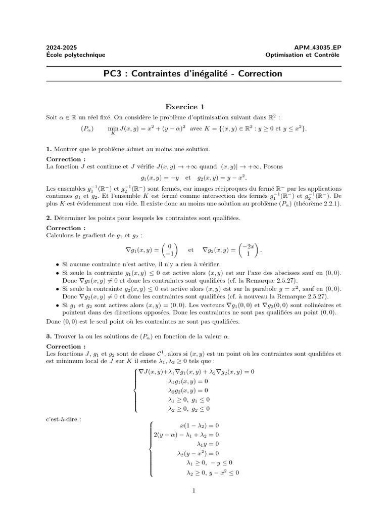 Optimisation sous contraintes d'inégalité | PDF | Méthode des éléments ...
