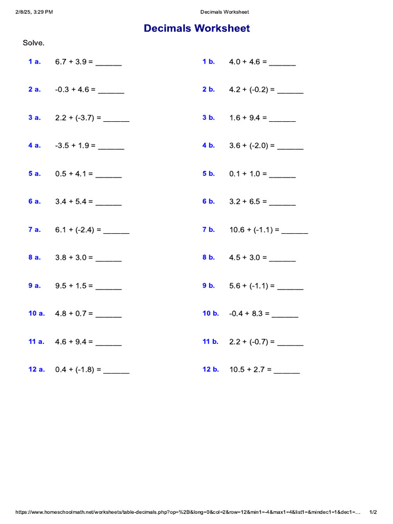 4B. Decimal Addition Subtraction | PDF | Arithmetic | Elementary ...