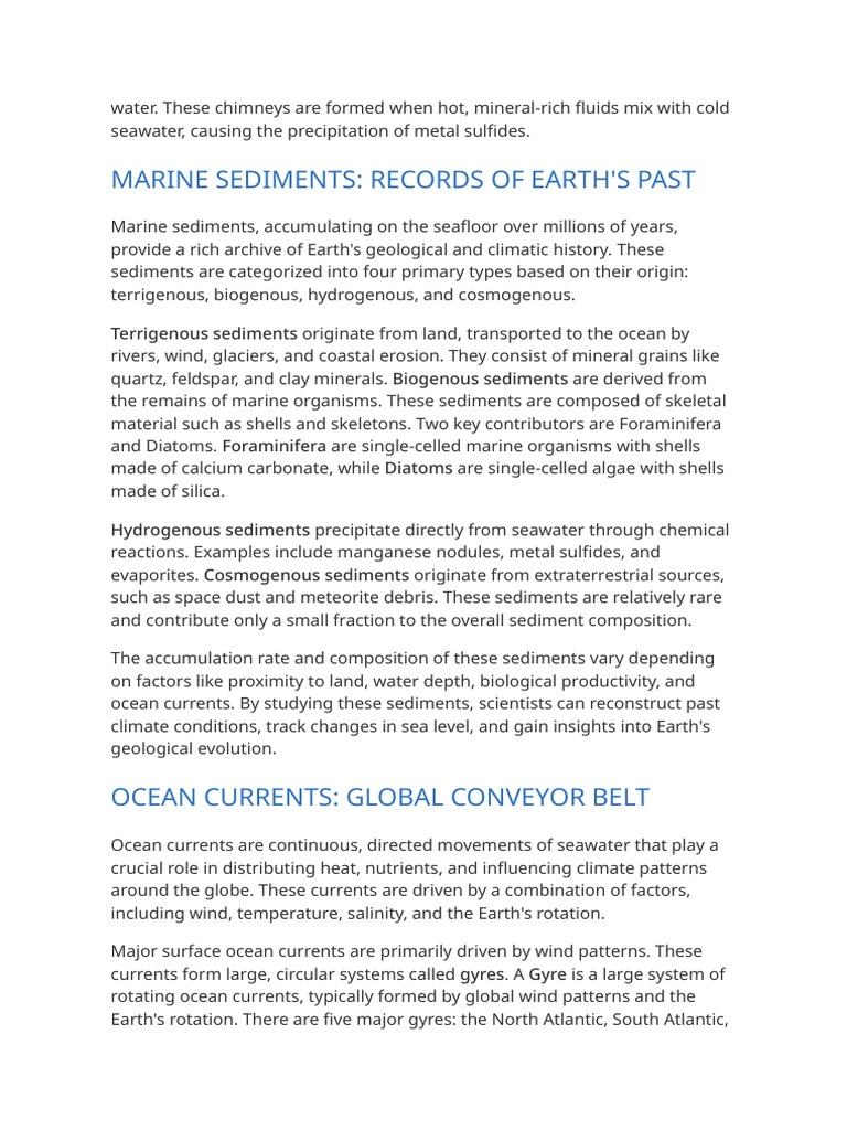 Marine Sediments and Ocean Currents Explained | PDF