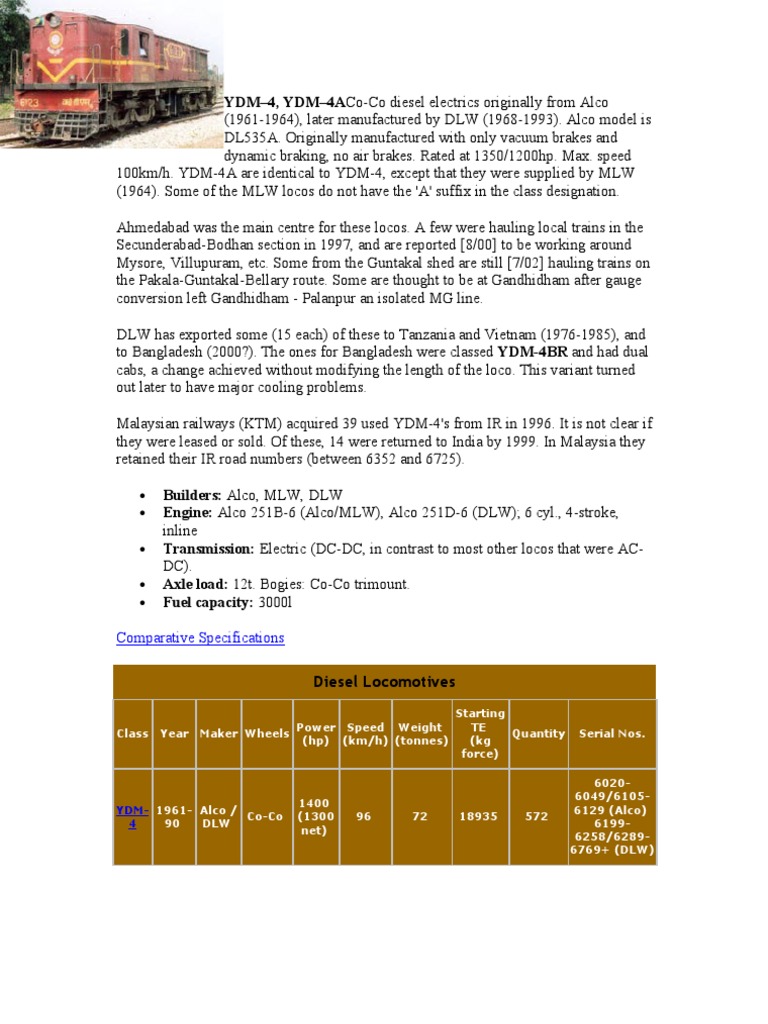 YDM-4 Locomotive Specifications and History | PDF