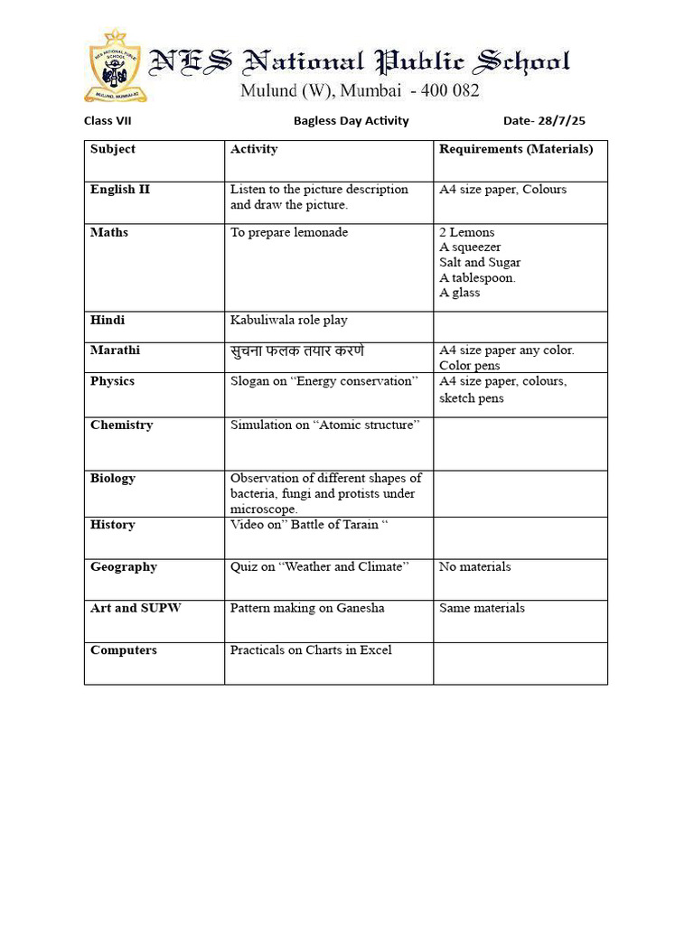 Bagless Day Planner - VII July-25 | PDF
