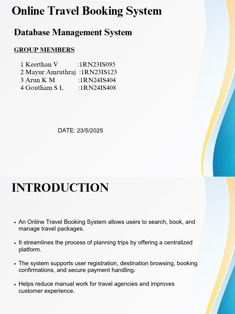 Online Travel Booking System Overview | PDF | Databases | My Sql