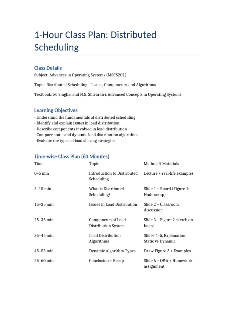 Distributed Scheduling 1 Hour Class | PDF