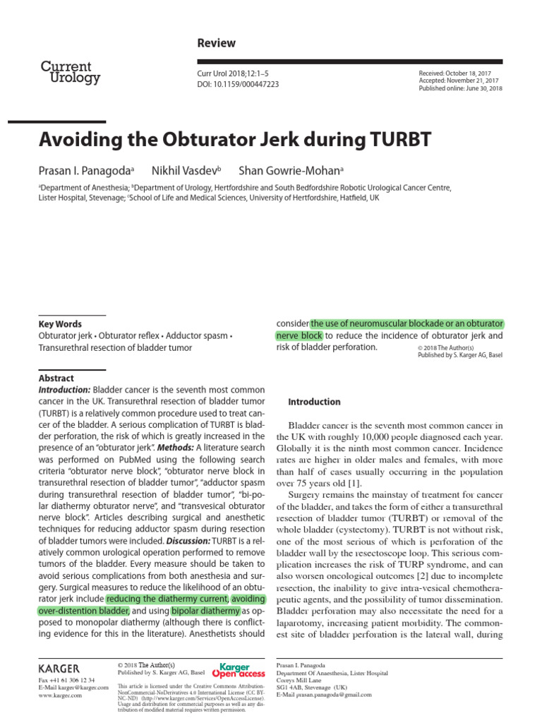 Avoiding Obturator Reflex | PDF | Anesthesia | Pelvis