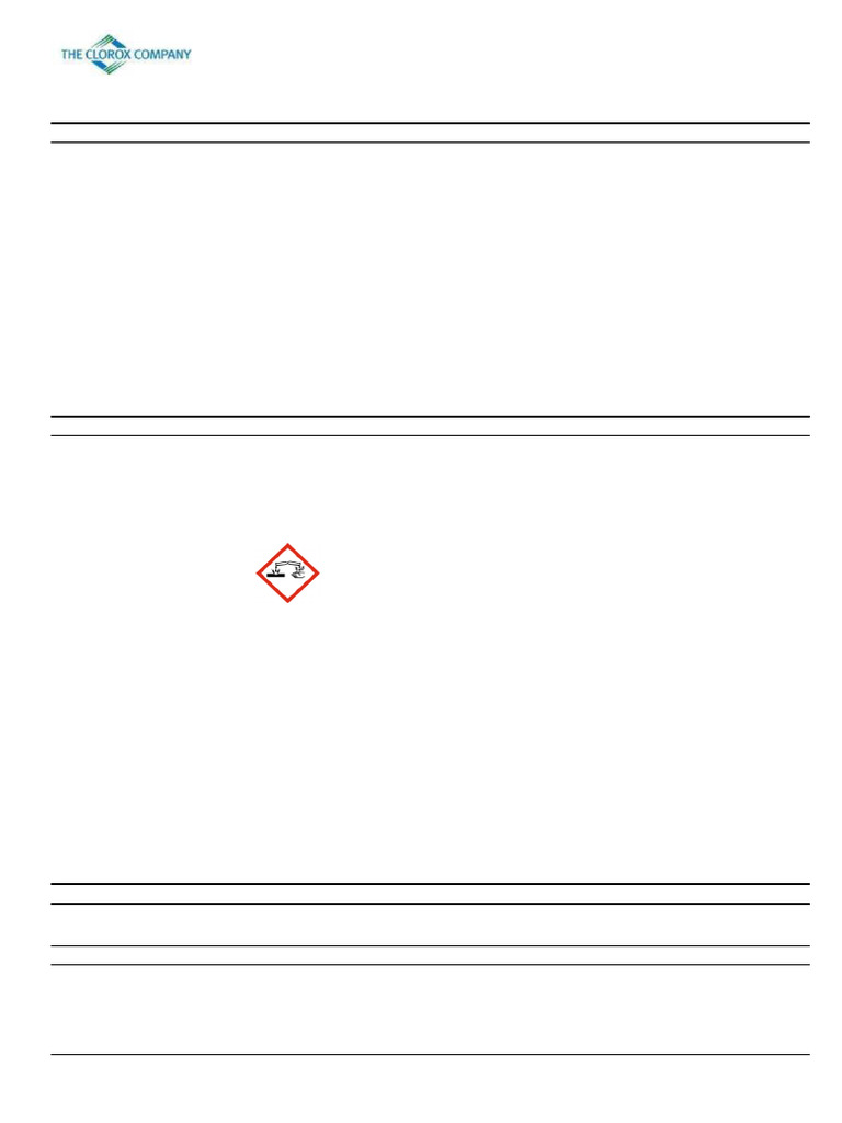 Clorox Original Bleach Safety Data Sheet | PDF | Occupational Safety ...
