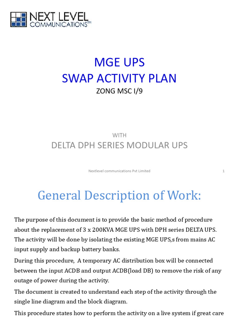 MGE UPS Replacement Procedure Guide | PDF | Electrical Grid | Electric ...