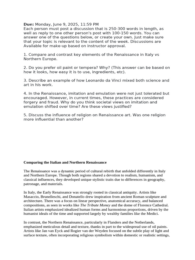 Comparing The Italian and Northern Renaissance | PDF | Renaissance ...