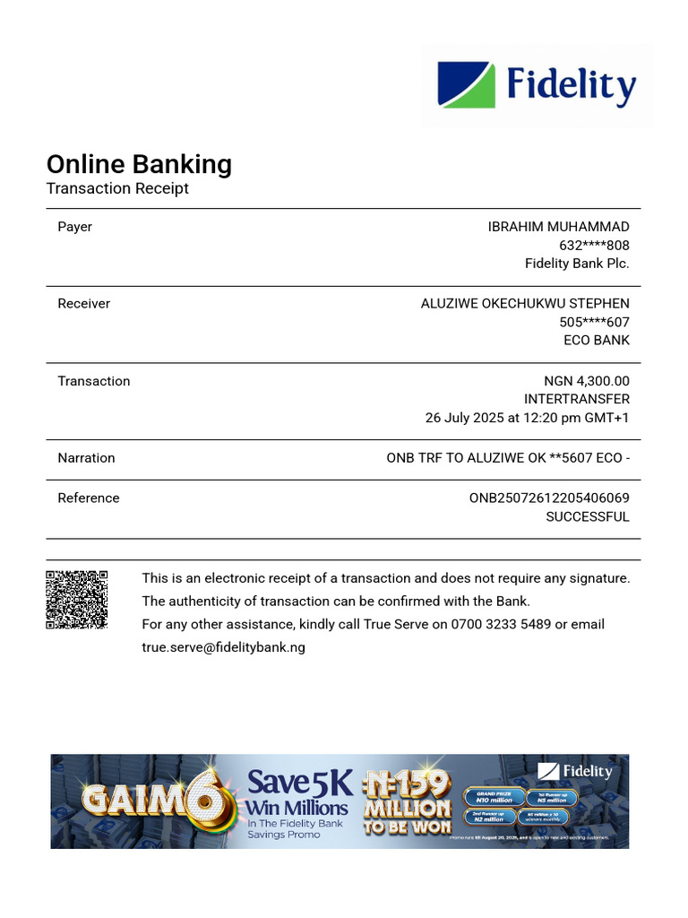 Online Banking Transaction Receipt | PDF