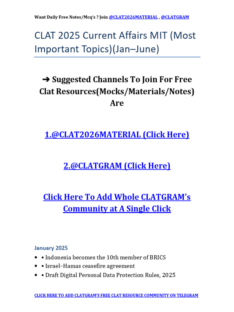 January - June 2025 Mit List by @clatgram | PDF | International ...