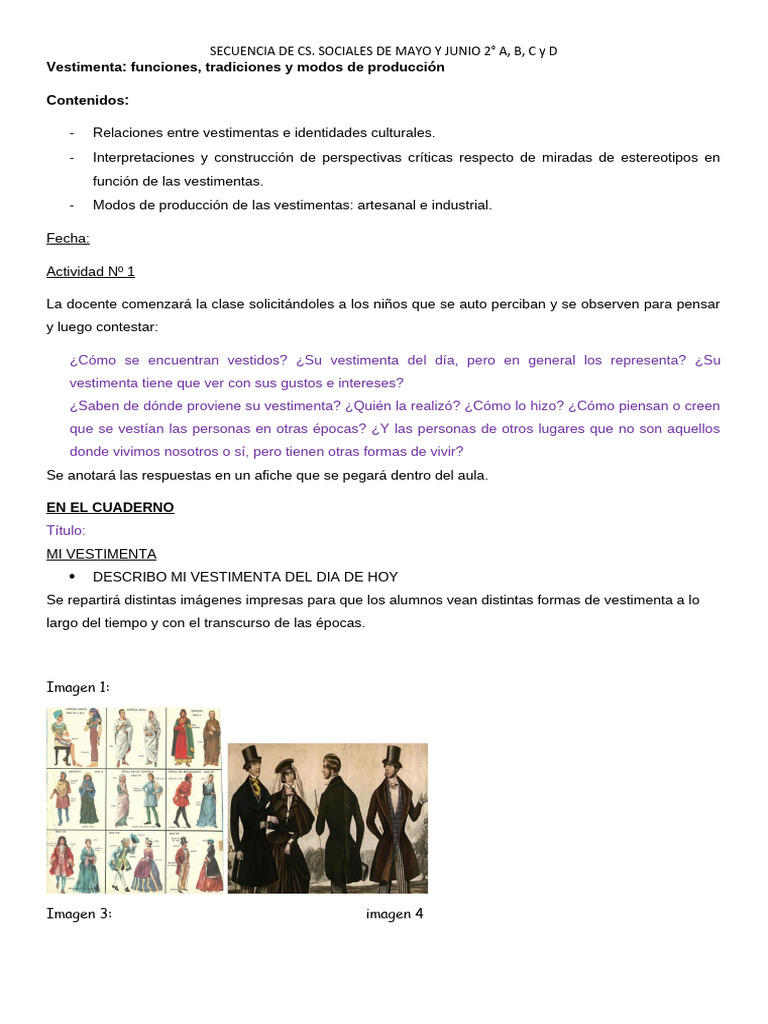 Cs. Sociales Mayo y Junio (Vestimenta) | PDF | Textiles | Ropa