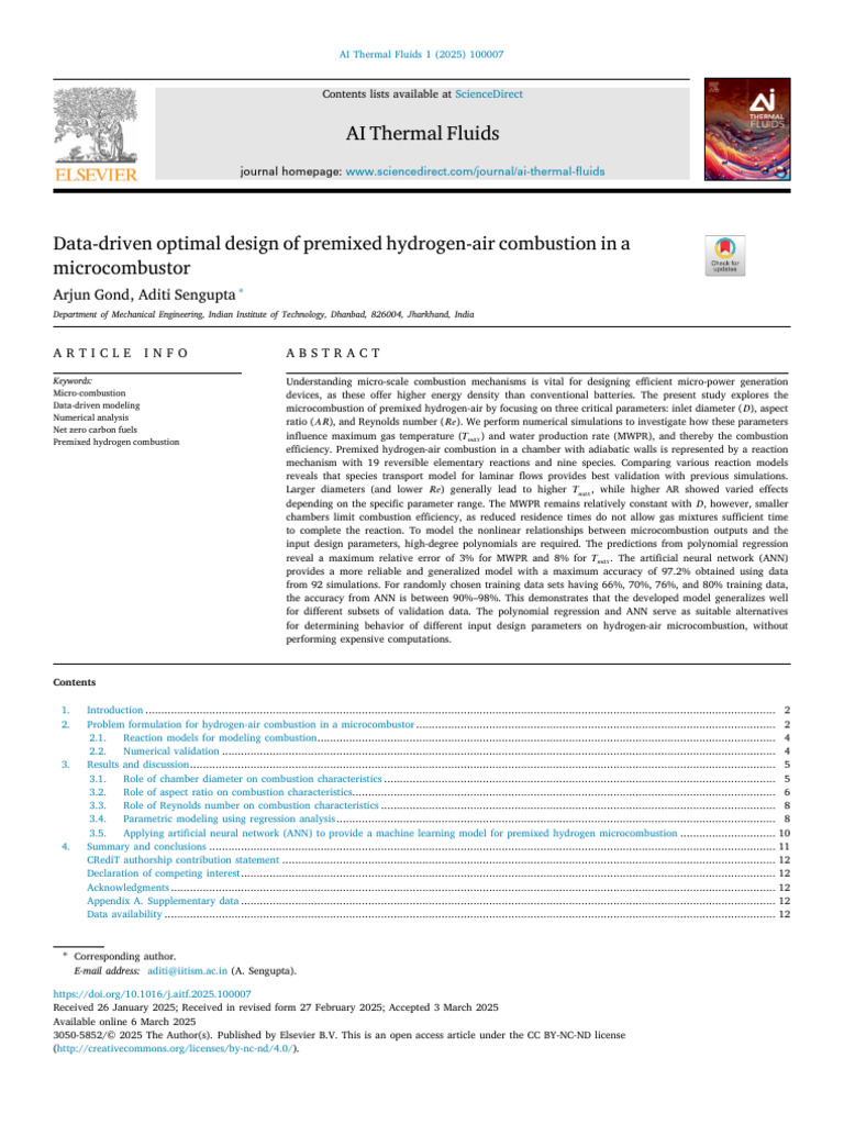 Data-Driven Optimal Design of Premixed Hydrogen-Air Combustion in A Microcombustor | PDF ...