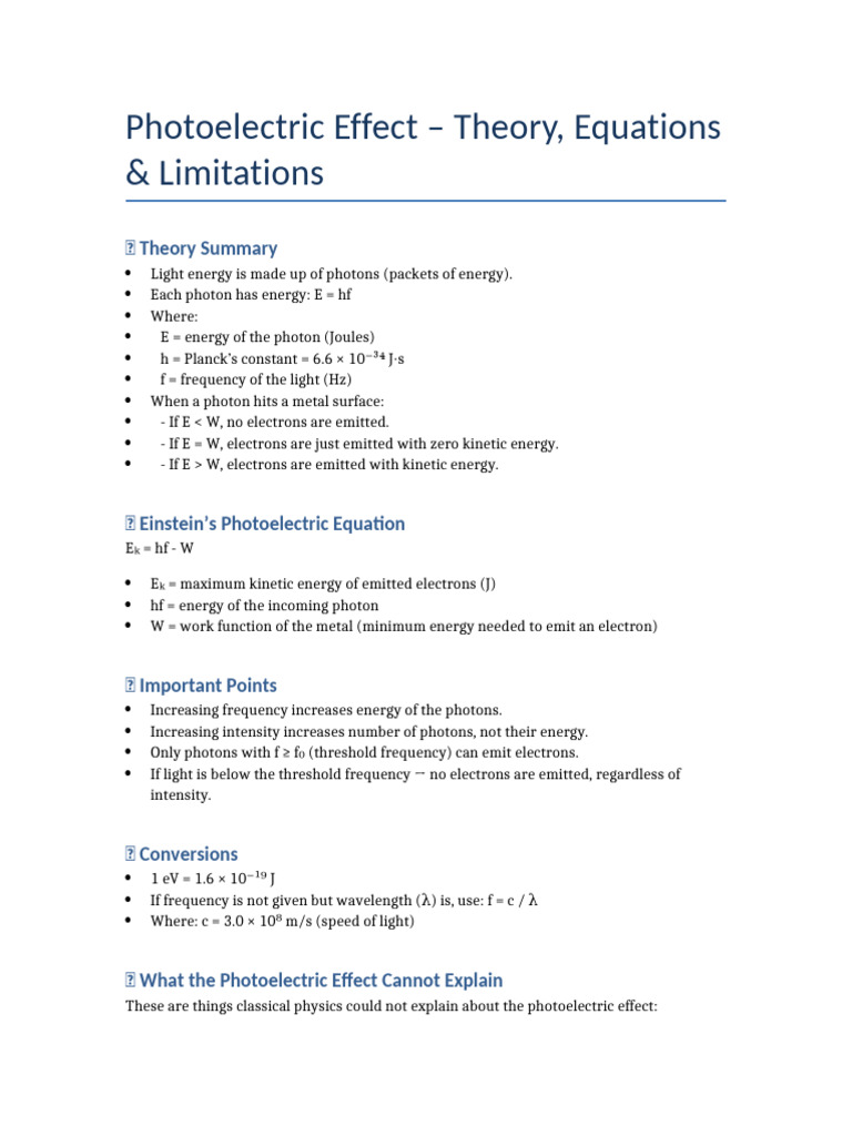 Photoelectric - Effect - Notes | PDF