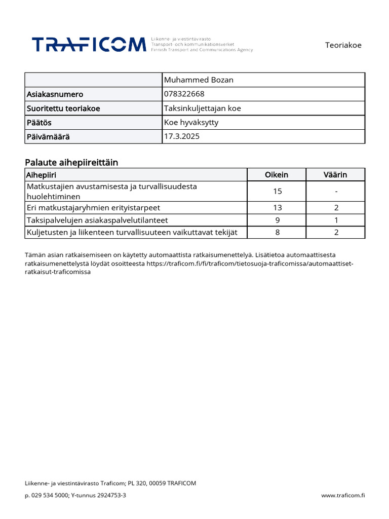 Kokeen Tulokset | PDF