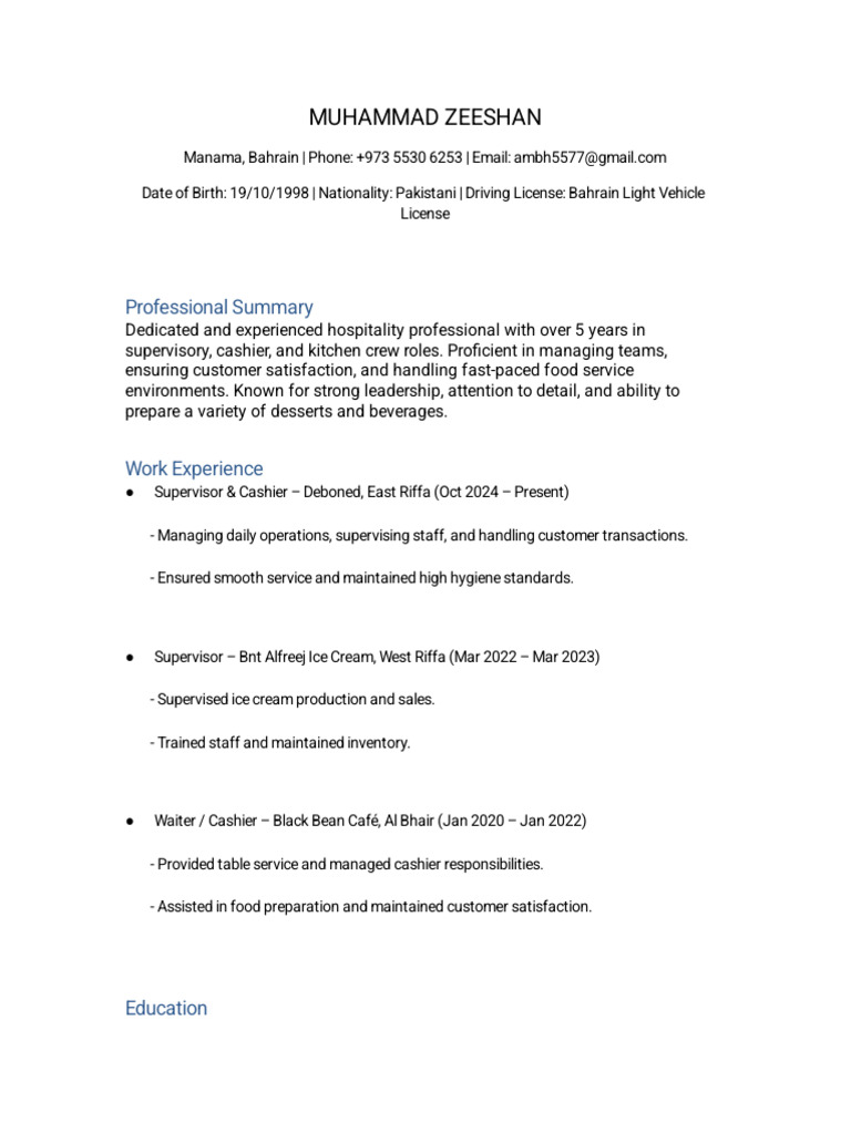 Muhammad Zeeshan CV | PDF