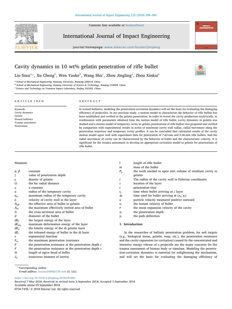 Cavity Dynamics in Synthetic Gelatin | PDF | Bullet | Velocity