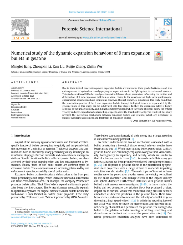 Numerical Study of The Dynamic Expansion Behaviour of 9 MM Expansion ...