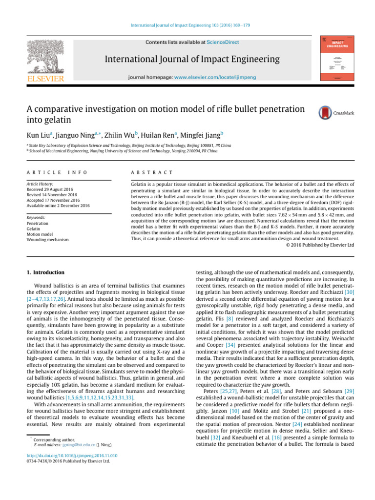 Rifle Bullet Penetration in Gelatin Models | PDF | Rotation | Acceleration