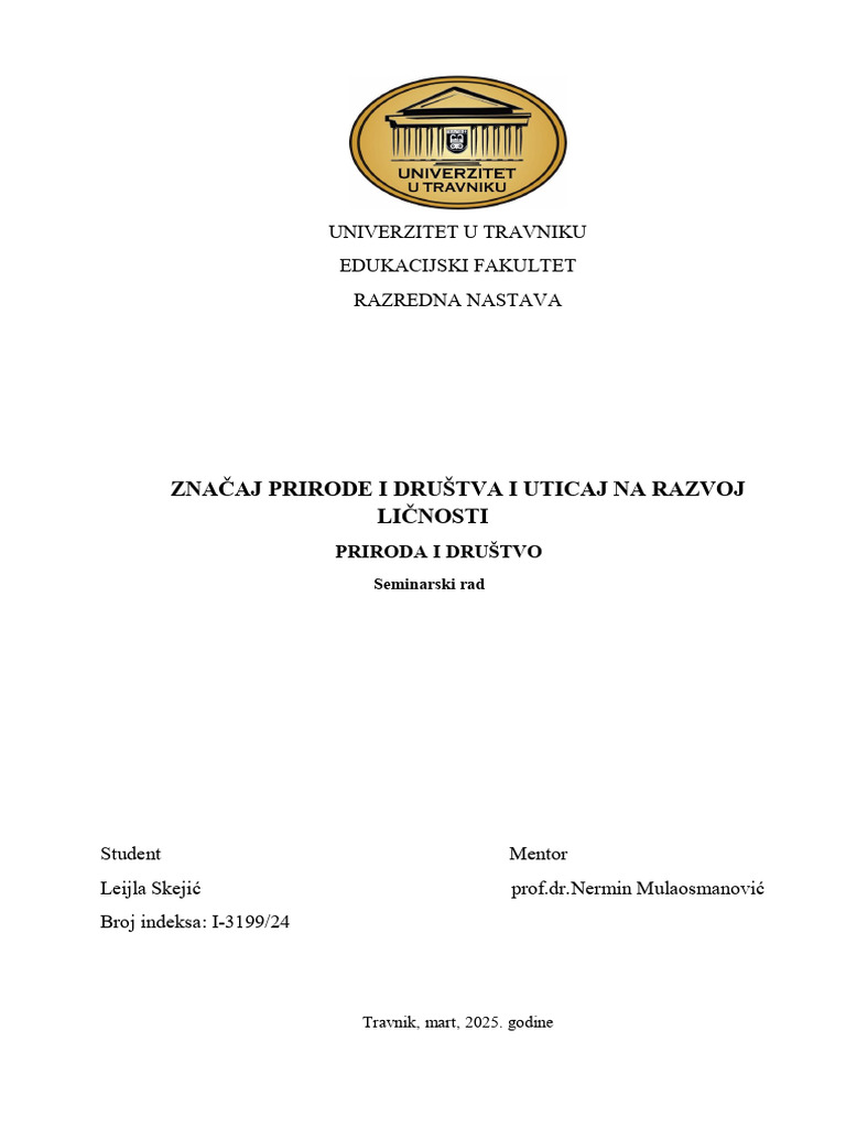 Priroda I Društvo | PDF