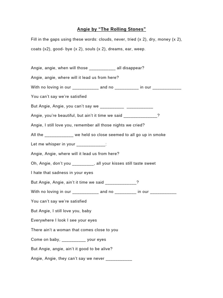 Angie by The Rolling Stones | PDF