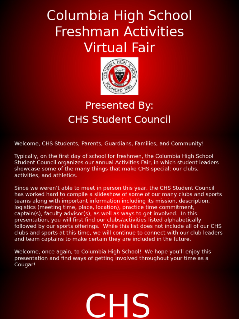 CHS Freshman Activities Virtual Fair FINALIZED 9-7-20 | PDF