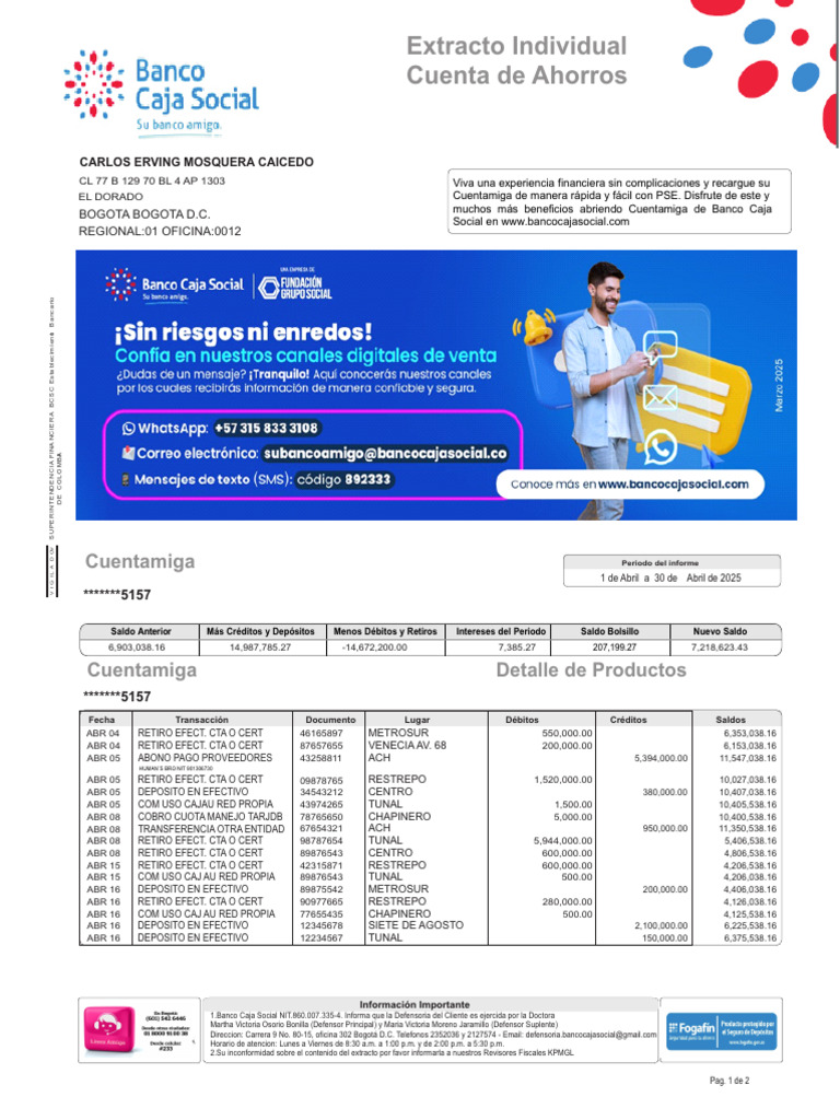 Extracto de Cuenta Cuentamiga Abril-Mayo 2025 | PDF | Economía ...