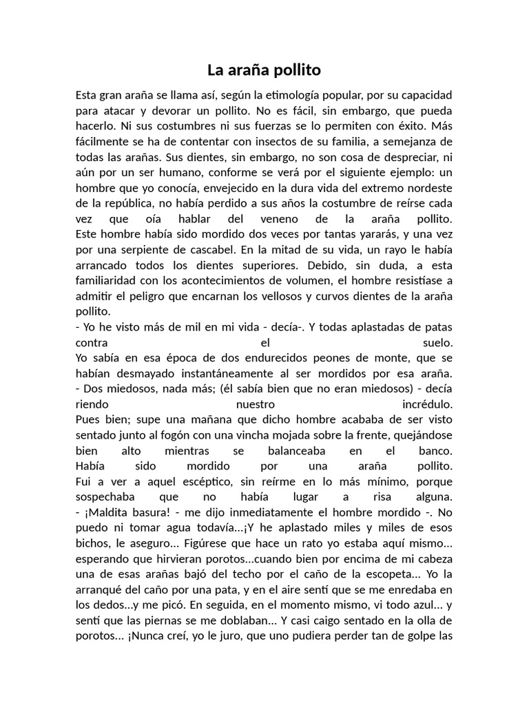 La Araña Pollito | PDF