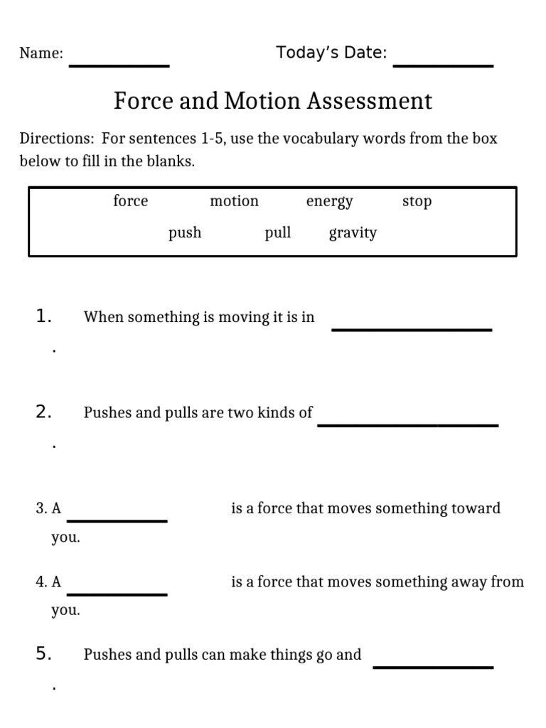 Force and Motion Assessment | PDF