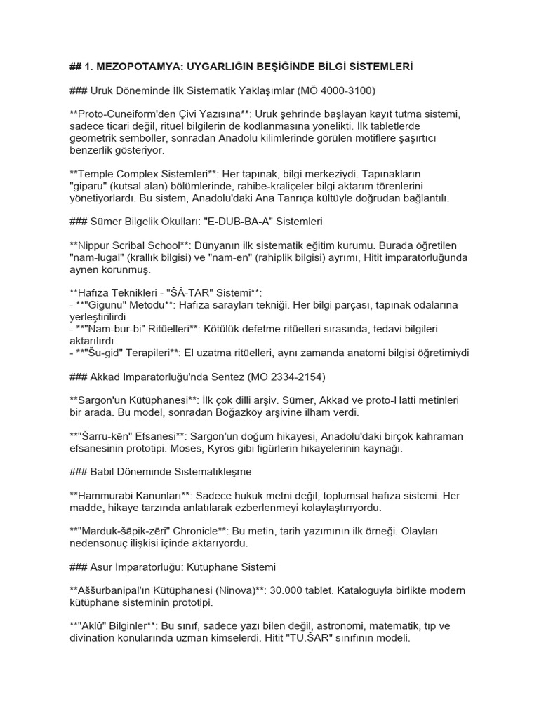 Anadolu Ve Mezopotamya Kadim Bilgi Sistemlerinin Derinlemesine Analizi ...
