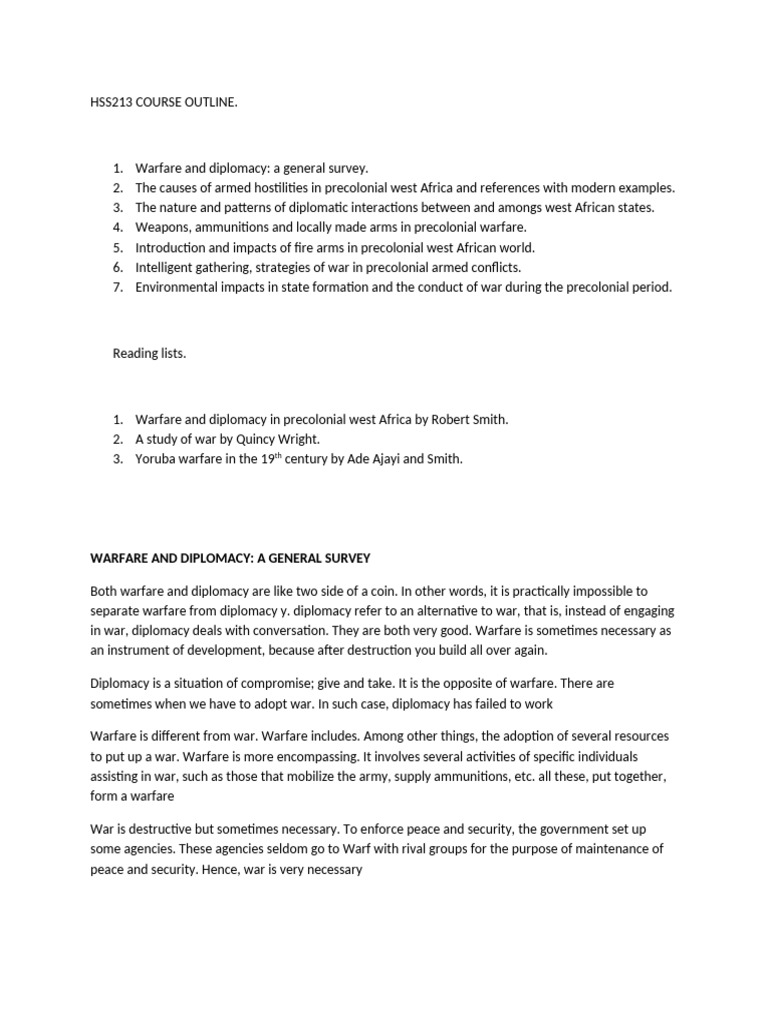 Precolonial West African Warfare & Diplomacy | PDF | West Africa ...
