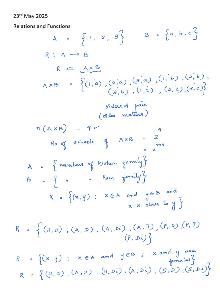 XI Relations and Functions | PDF