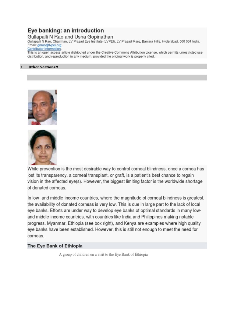 Eye banking: An introduction to increasing eye donations | PDF | Organ ...