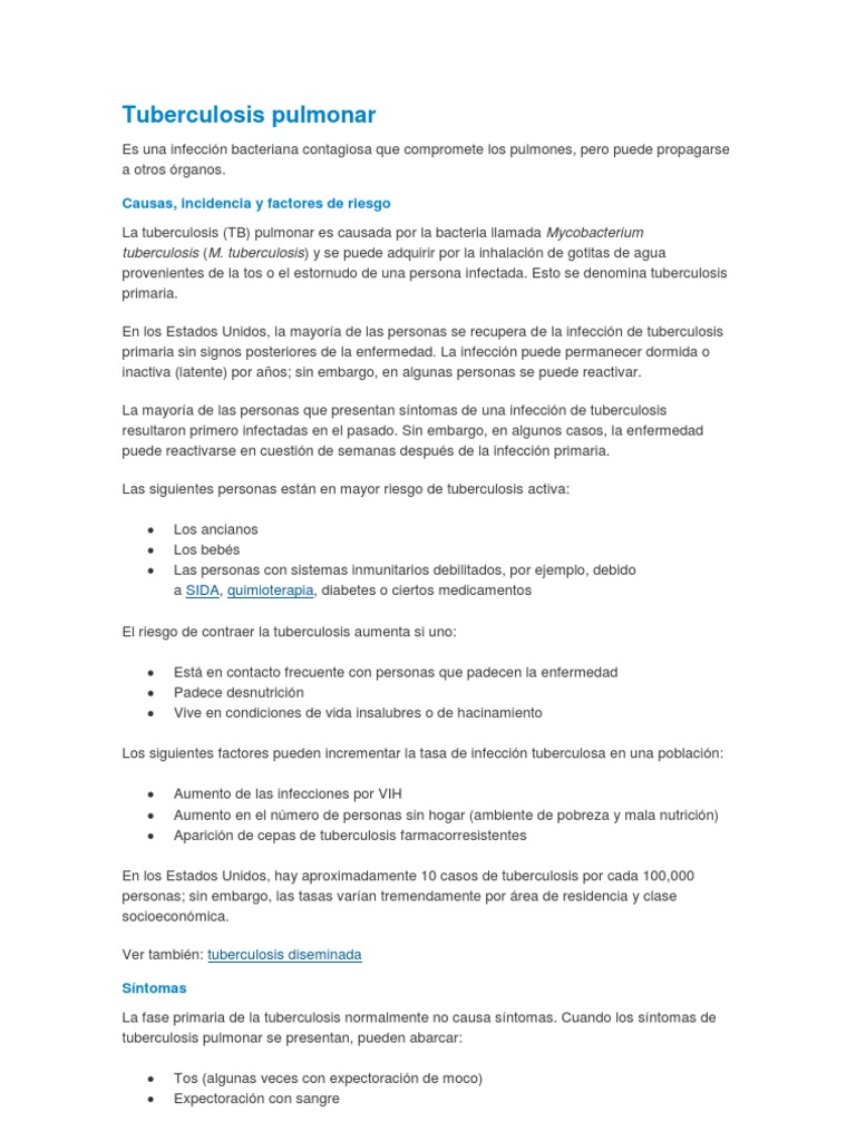 Tuberculosis Pulmonar | PDF | Tuberculosis | Inmunología