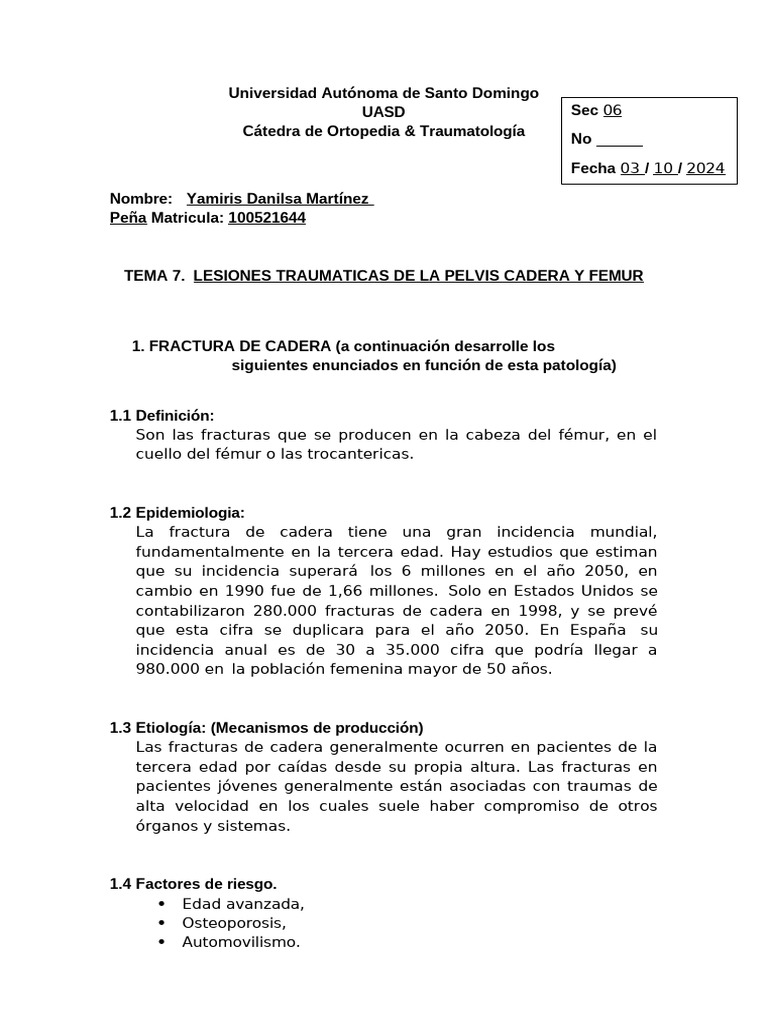 Lesiones Traumatológicas de Cadera y Pelvis | PDF | Rodilla | Sistema ...