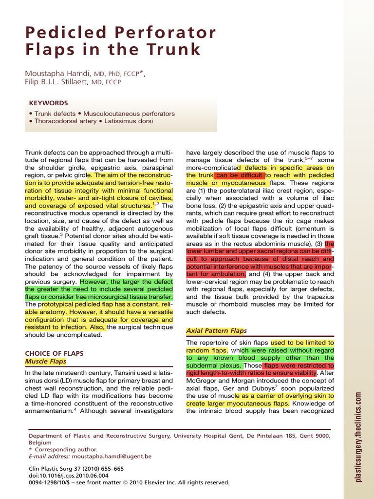 Pedicled Perforator Flapsin The Trunk Mustpha Hammadi | PDF | Abdomen | Vertebra