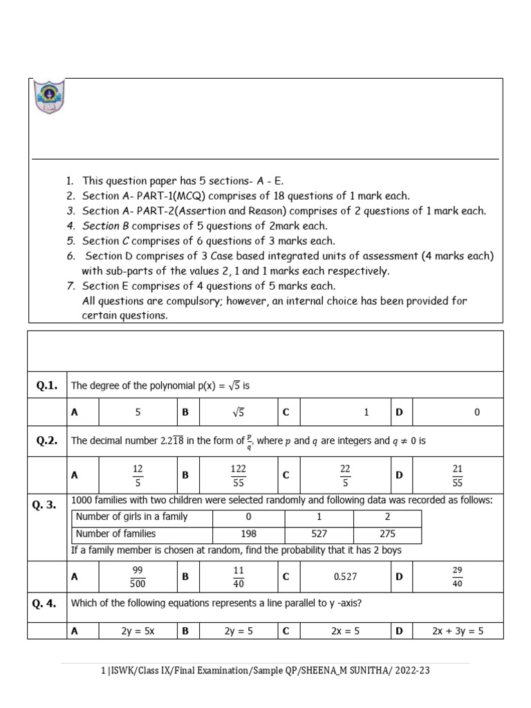 7729671-Ix Revision Paper Final Exam 2022 23 Sheena Sunitha | PDF ...