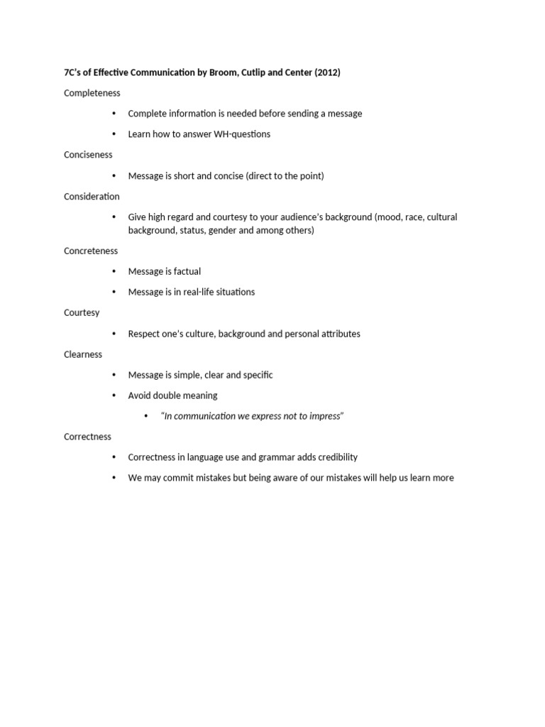 7C’s of Effective Communication Guide | PDF