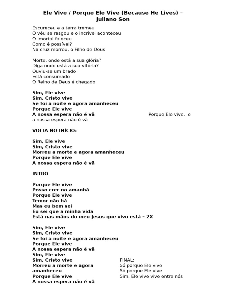 Ele Vive: Letra da Canção | PDF