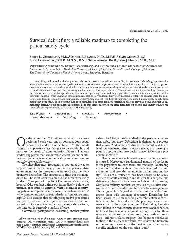 (10920684 - Neurosurgical Focus) Surgical Debriefing - A Reliable ...