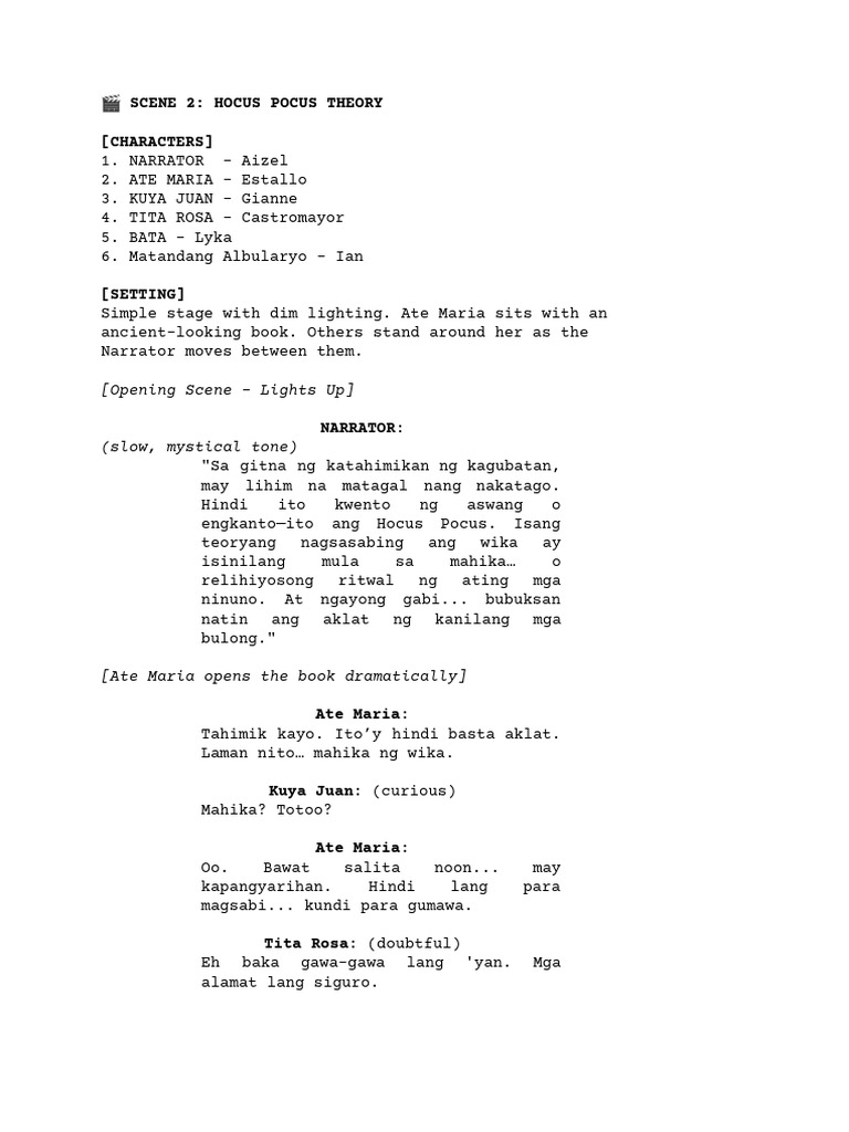 ? Scene 2 - Hocus Pocus Theory | PDF