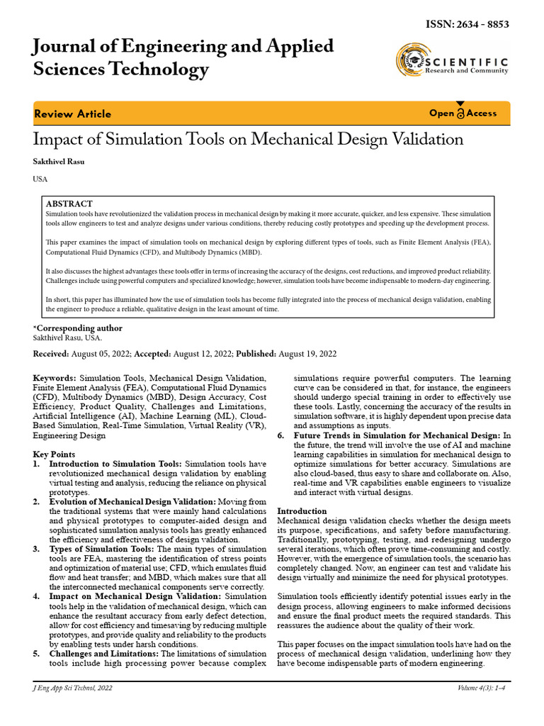 Impact of Simulation Tools On Mechanical Design Va | PDF | Simulation ...