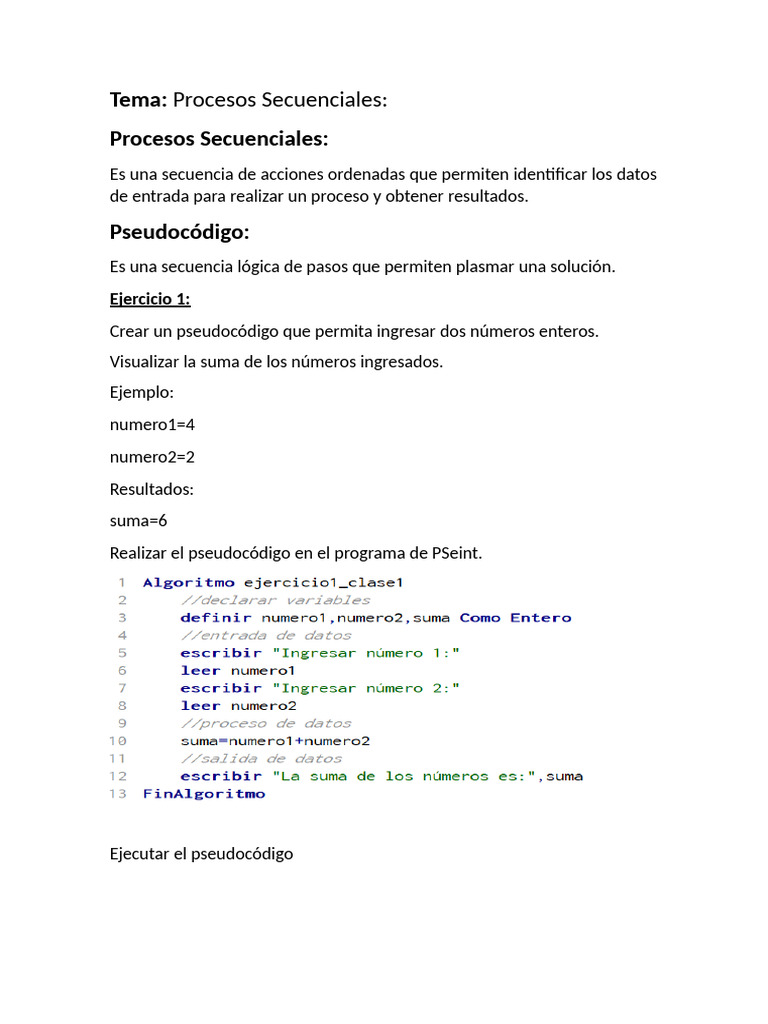 Ejercicios-Procesos Secuenciales | PDF
